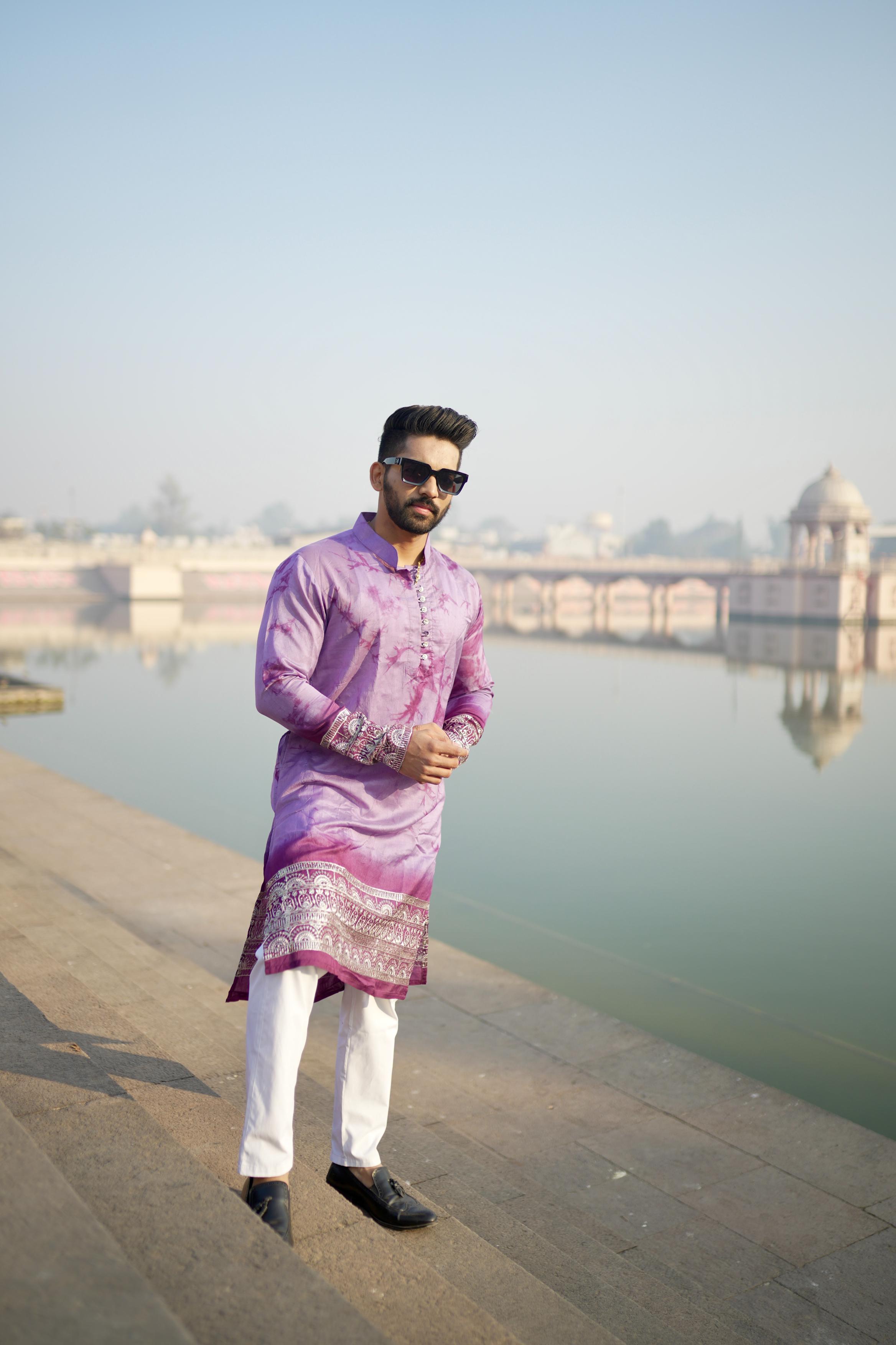 Magenta Sunshine Chanderi Kurta with Border – Kzari - The Design Studio