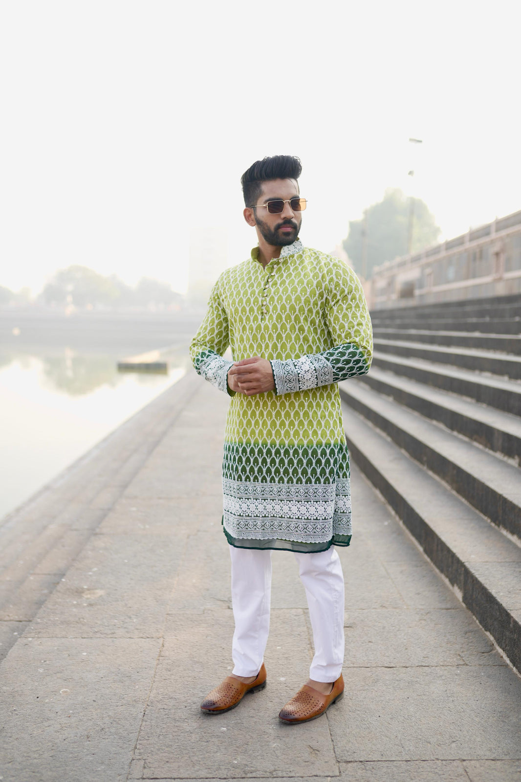 Buy Dark Mehndi Colour Kurtas for Men, Gents Mehndi Kurta – Kzari - The ...